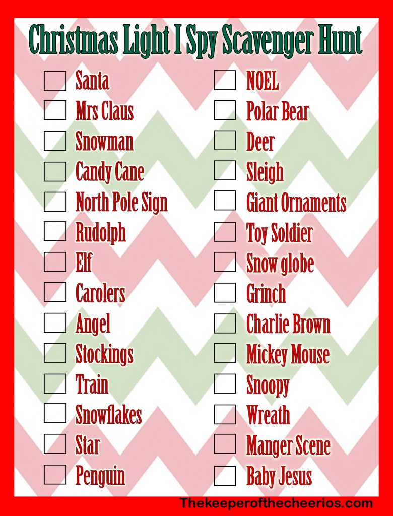 Christmas Light I Spy Scavenger Hunt Game - The Keeper of the Cheerios