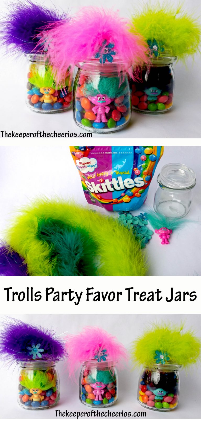 Trolls Party Favor Treat Jars - The Keeper of the Cheerios