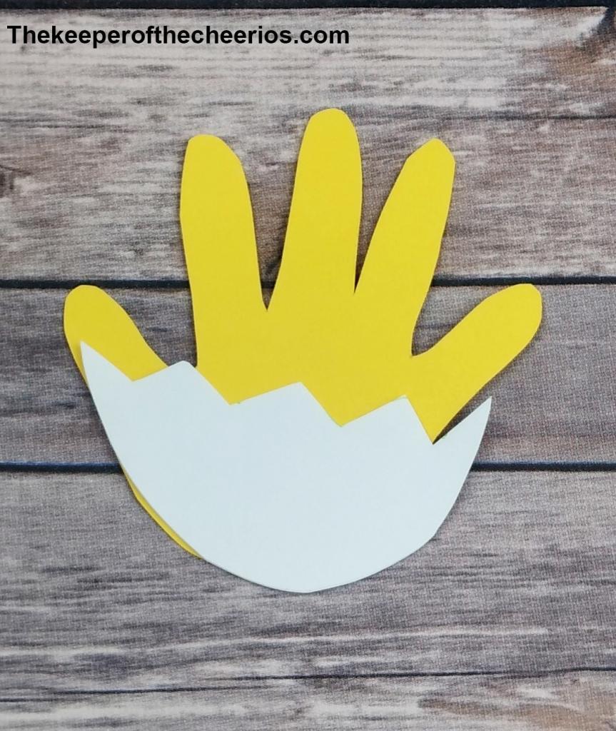 Easter chick handprint card - The Keeper of the Cheerios
