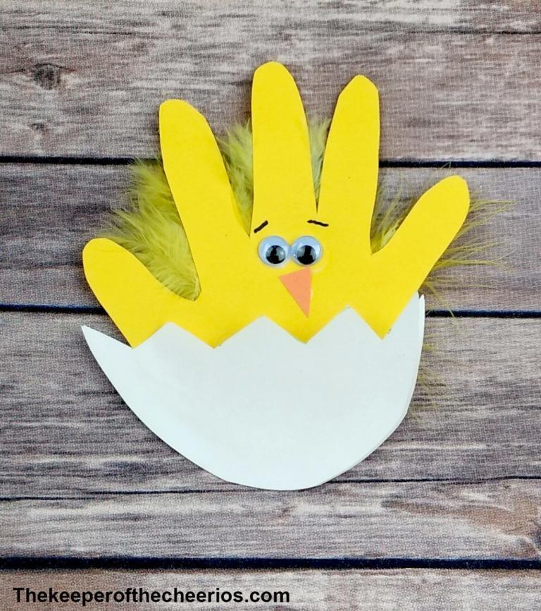 Easter chick handprint card - The Keeper of the Cheerios