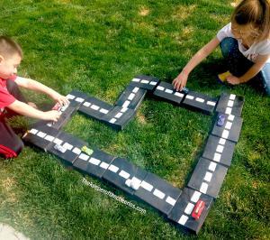 DIY Wood Block Backyard Racetrack - The Keeper of the Cheerios