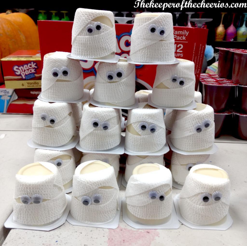 Halloween Mummy Pudding Cups - The Keeper of the Cheerios
