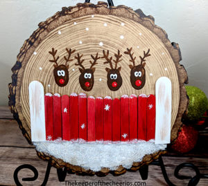 Fingerprint Rudolph Wood Slice - The Keeper of the Cheerios