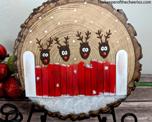 Fingerprint Rudolph Wood Slice - The Keeper of the Cheerios