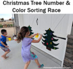 Christmas Tree Number and Color Sorting Race - The Keeper of the Cheerios