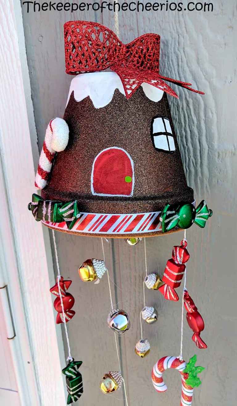 Clay Pot Gingerbread House Wind Chime - The Keeper of the Cheerios