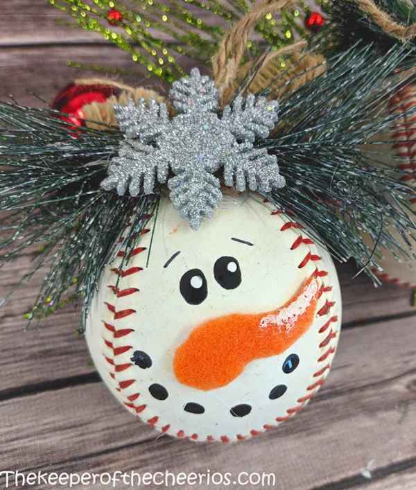 Snowman Baseball Ornament - The Keeper of the Cheerios