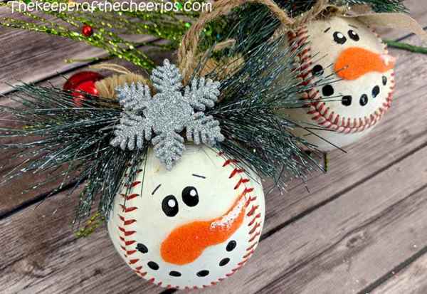 Snowman Baseball Ornament - The Keeper of the Cheerios