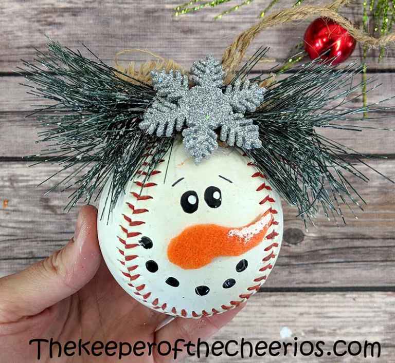 Snowman Baseball Ornament - The Keeper of the Cheerios