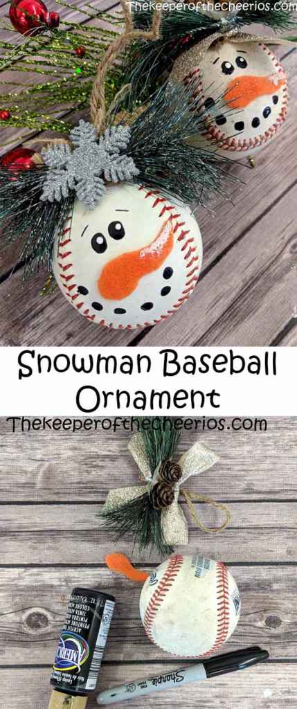 Snowman Baseball Ornament - The Keeper of the Cheerios