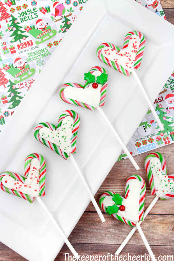 Candy Cane Chocolate Lollipops - The Keeper of the Cheerios