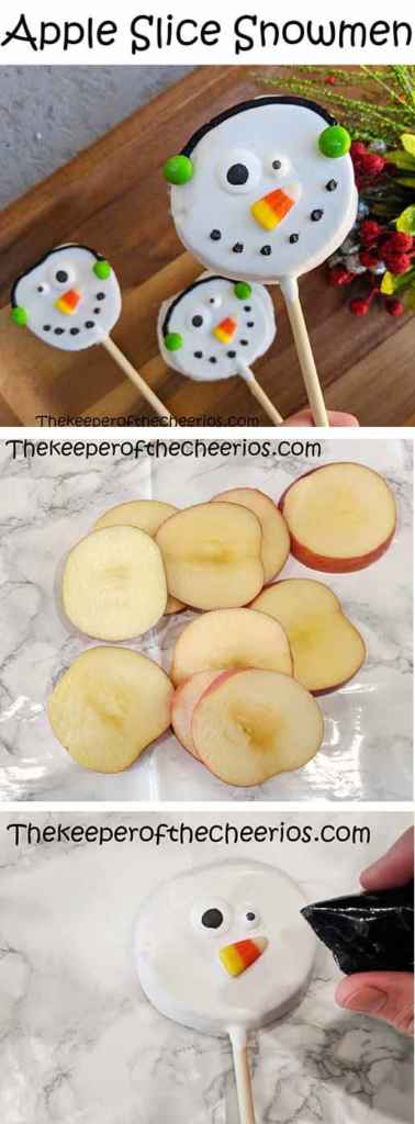 Snowmen Apple Slices - The Keeper of the Cheerios