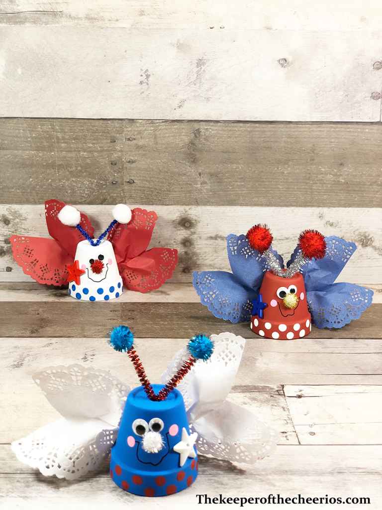 DOLLAR STORE CLAY POT PATRIOTIC BUGS - The Keeper of the Cheerios