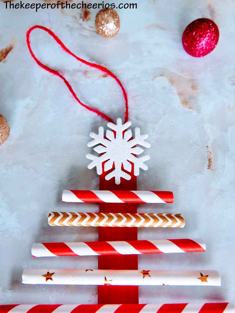 Paper Straw Christmas Tree Ornaments - The Keeper of the Cheerios