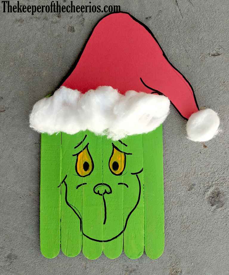 Grinch Christmas Craft Sticks - The Keeper of the Cheerios