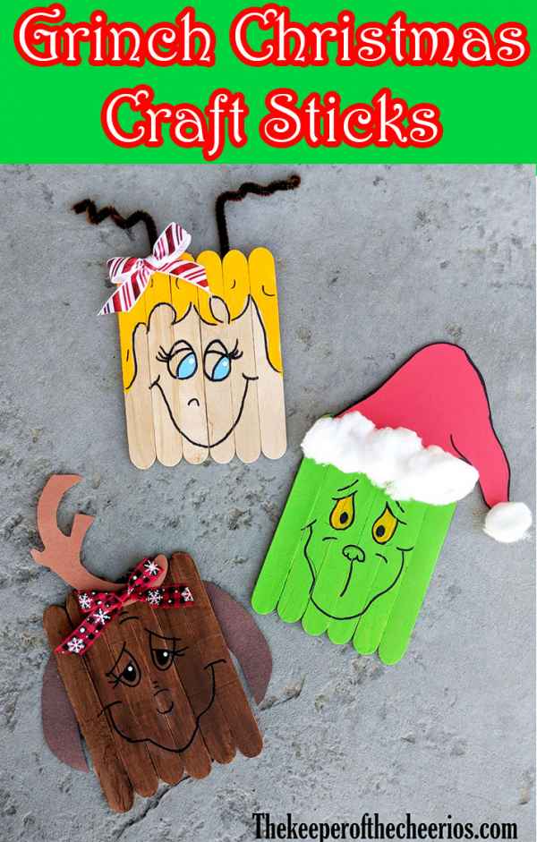Grinch Christmas Craft Sticks - The Keeper of the Cheerios