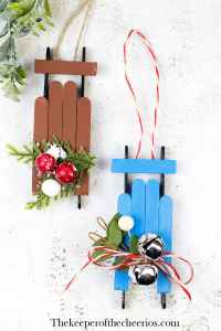 Wooden Sled Christmas Ornament Craft - The Keeper of the Cheerios