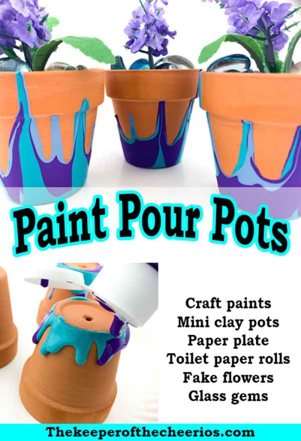 Paint Pour Mini Clay Pots - The Keeper of the Cheerios